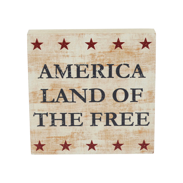 My Country America Land Of The Free w/ Red Stars MDF Block Sign 6x6x1 ...