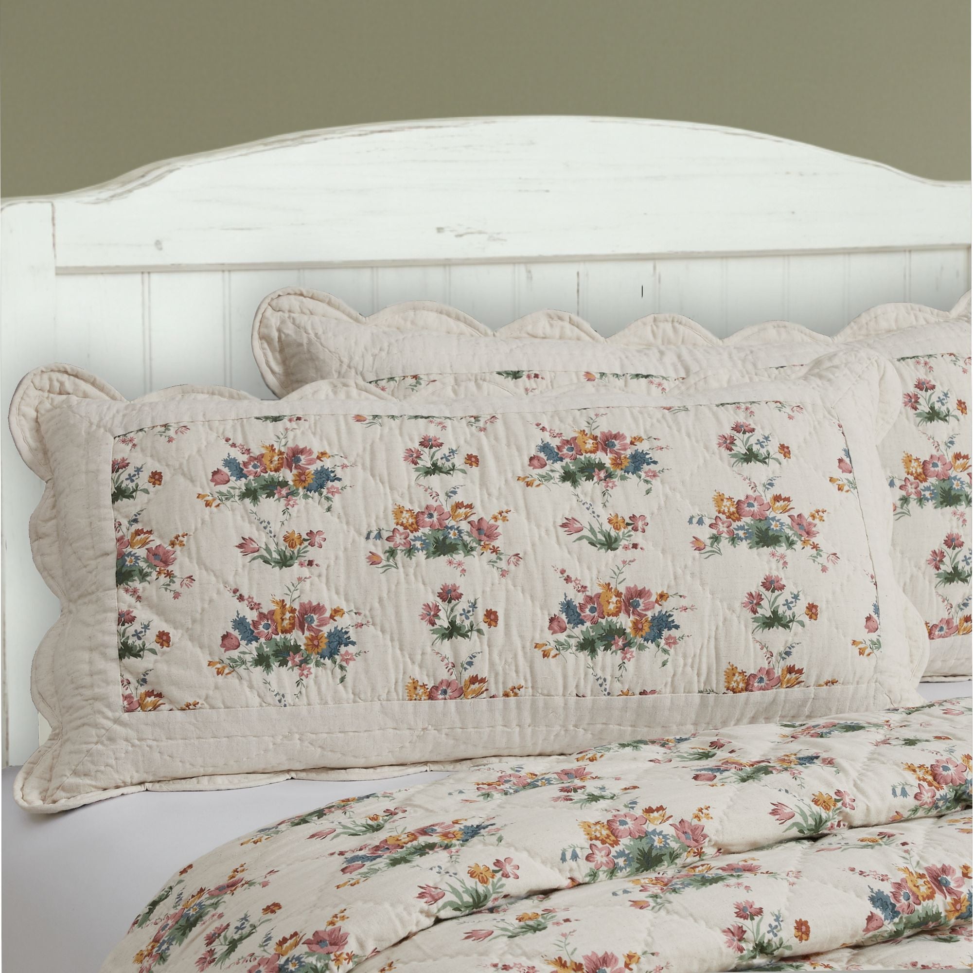 Rosehill Cottage King Sham 21x37 | Floral Scalloped Dusty Rose Pillow ...