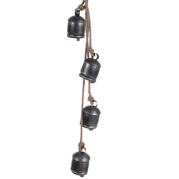Rustic Hanging Cow Bell Cluster in Antique Silver - Allysons Place