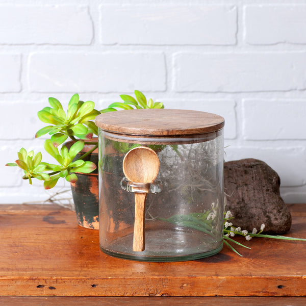 3-Qt Bubble Glass Canister with Wood Spoon - Allysons Place