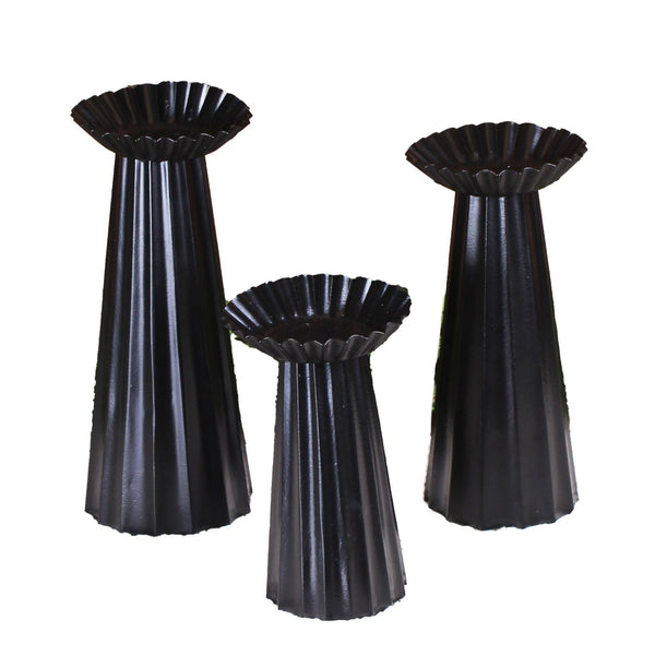 Pillar Set of 3 conical shape 6",8", 10" - black - Allyson’s Place ...