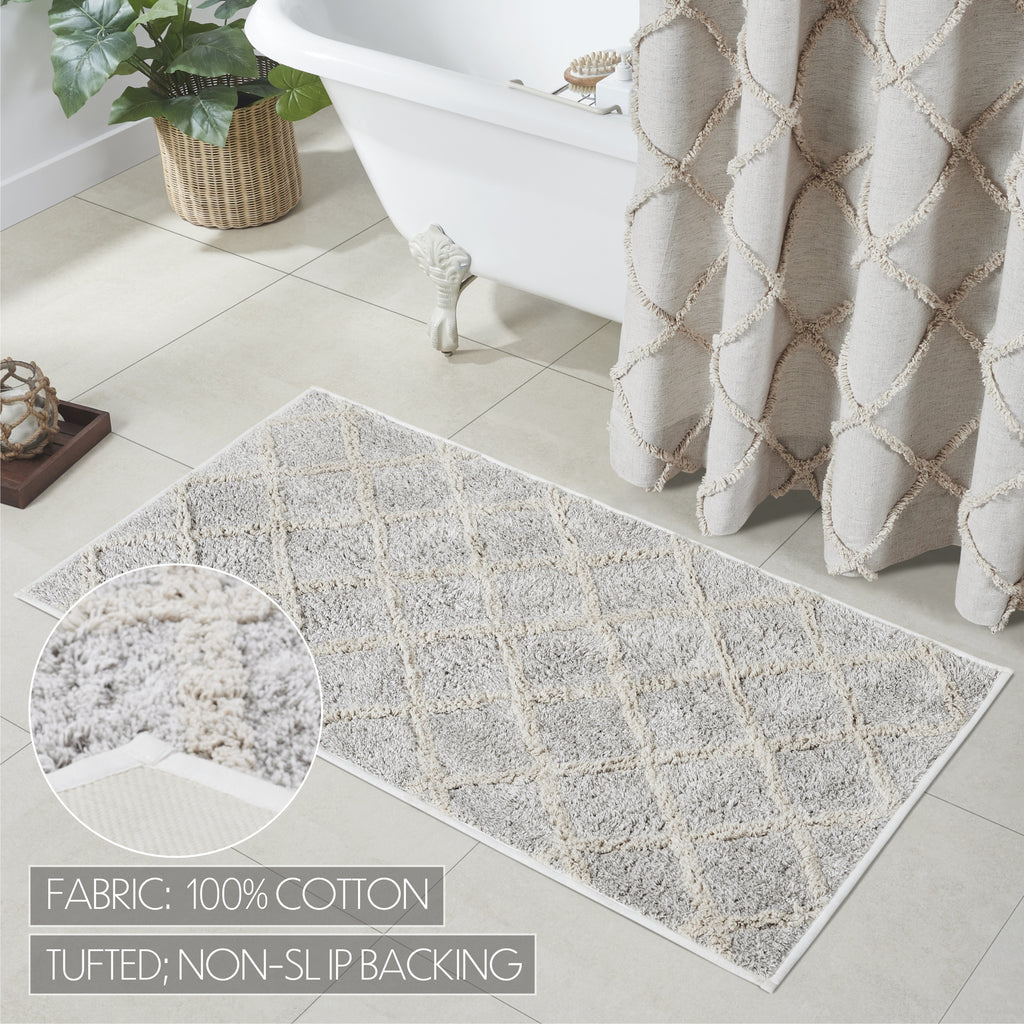Frayed Lattice Oatmeal Bathmat 27x48 - Allysons Place