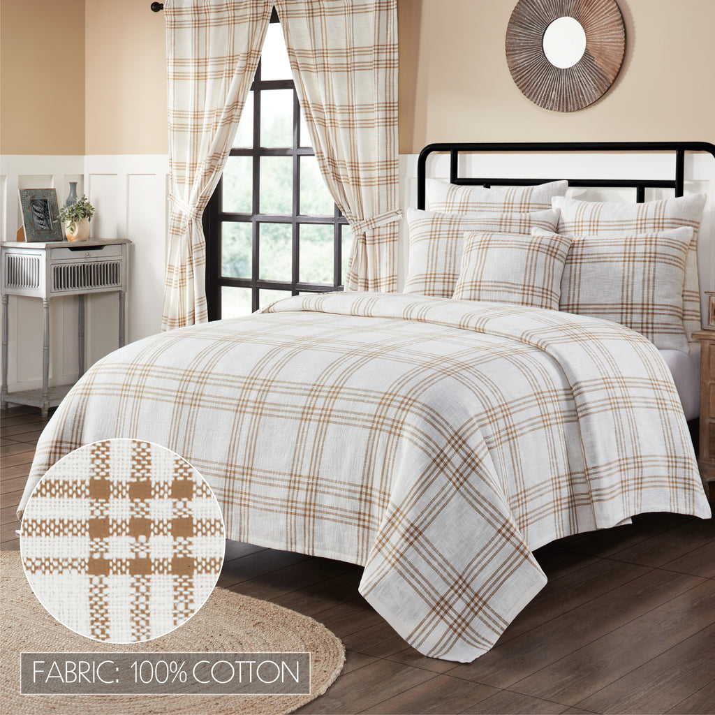 Wheat Plaid King Coverlet 97x110 - Allysons Place