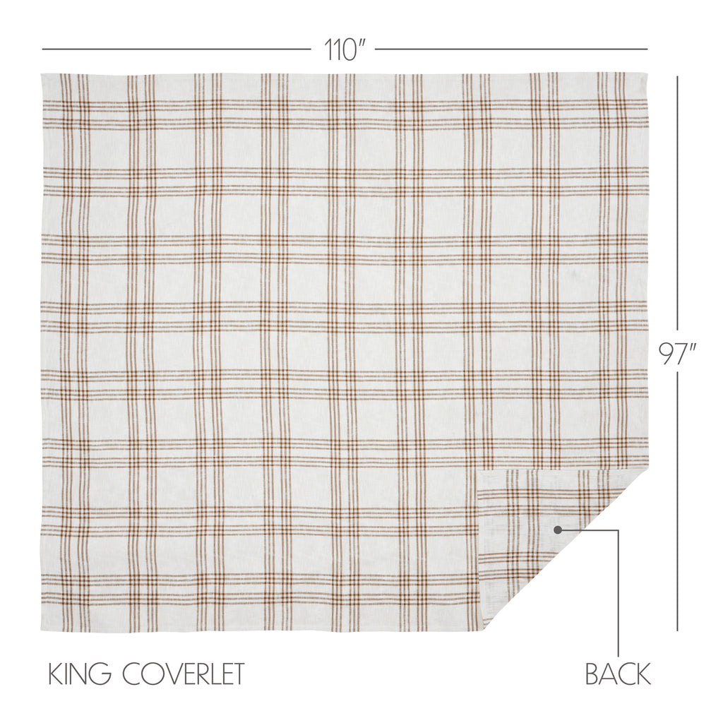 Wheat Plaid King Coverlet 97x110 - Allysons Place