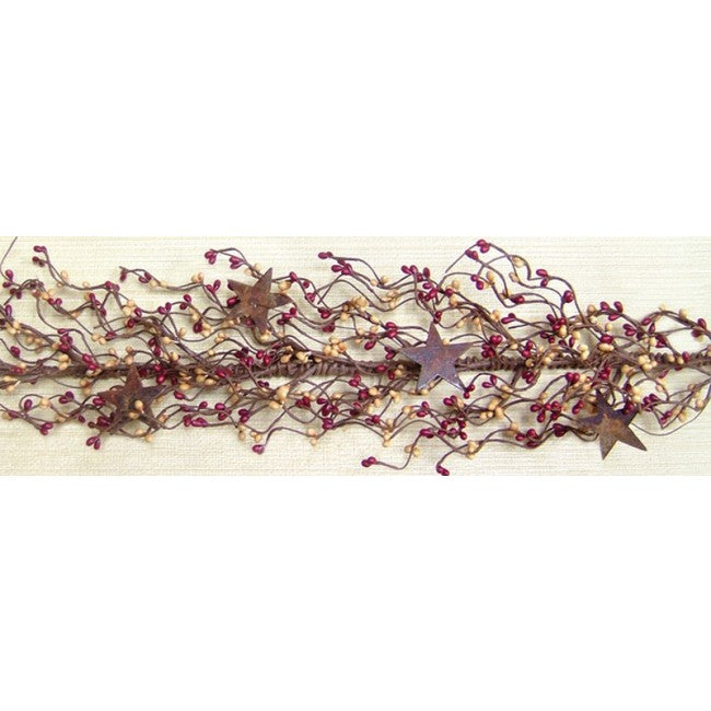 Burgundy and Gold Pip And Star Garland 40 in. - Allyson’s Place ...