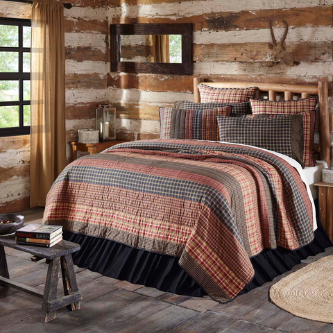 Beckham Queen Quilt – Primitive Black & Tan Plaid 90x90 - Allyson’s ...